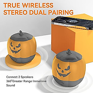 LFS Mini Bluetooth Speakers Small Pumpkin Speaker Portable Wireless Speakers, TWS Pairing, 12H Playtime, Waterproof Party Speaker for Halloween, Easter, Home, Outdoor