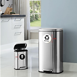 VBAP CORP Recycle Trash Bin Sticker - (Pack of 4) 3" Round Logo Sign Decal Labels Self-Adhesive Vinyl Laminated. Waterproof Indoor and Outdoor (Black/White)…