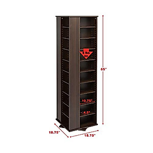 Prepac Large Four-Sided Spinning Tower Storage Cabinet, Espresso