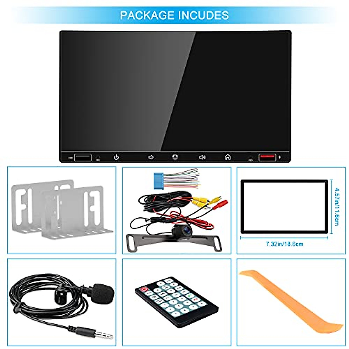 YUANTING Newst Double Din Car Stereo with Voice Control Carplay and Android Auto,7 Inch Capacitive HD Touchscreen,Bluetooth，Mirror Link, Subwoofer，Waterproof Backup Camera/SWC/AM/FM/2USB