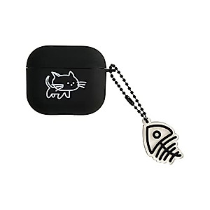 Black Cat Pattern Case for AirPods 3rd Generation 2021, Shock-Absorbing Case Cover Accessories with Pendant Full Protective Case for Women Men Girl