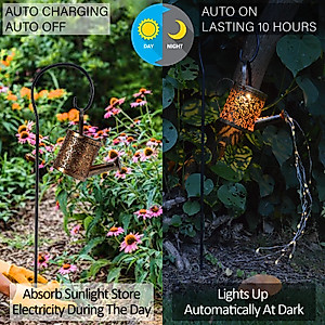 HCVINRK Solar Lights Outdoor Garden, Solar Watering Can Lights Outdoor Decorative, Metal Solar Lantern Outdoor Waterproof with Installed Light String and Shepherd Hook