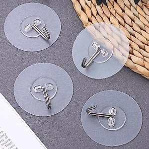 HOMSFOU Adhesive Hooks 12pcs Heavy Duty Sticky Hooks for Hanging Wall Hangers Without Nails 180 Degree Rotating Seamless Stick on Wall Hooks Bathroom Kitchen Office Outdoors
