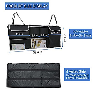 UYYE Car Trunk Hanging Organizer,Backseat Hanging Bag, Car Interior Accessories with 4 Pockets & 2 Mesh Pouches,Storage for Groceries, Will Provides More Storage Trunk Space for SUV, Truck, Jeep，MPVs