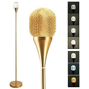 Modern Globe Floor Lamp, Minimalist Room Decor Standing Lamp, Dimmable LED Tall Floor Light for Living Room, Bedroom Decor, Full Range Dimming, Adjustable Color Temperature - Gold/Antique Brass