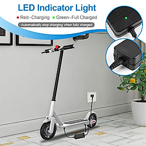 42V 2A Charger Power Adapter DC 1-Prong Connector with 3 Prong 8mm Converter for 36V Li-ion Battery Charger Compatible with Gotrax APEX Cityscape Ebike