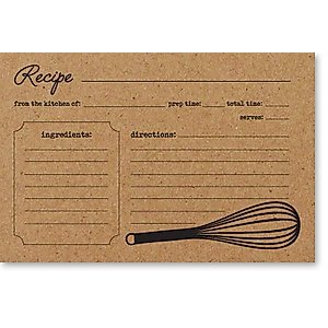 Double Sided Kraft Recipe Cards 4x6 50 Count - Card Stock