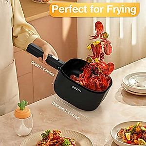 Dezin Hot Pot Electric with Steamer, 2L Non-Stick Ceramic Coating Electric Pot, Multifunction Cooker for Ramen, Soup & Oatmeal, Portable Hot Pot with Power Control for Dorm, Office, Travel (Silicone Spatula Included)