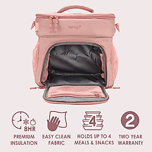 Bentgo® Prep Deluxe Multimeal Bag - Premium Insulation up to 8 Hrs with Water-Resistant Exterior & Interior, Extra Large Lunch Bag Holds 4 Meals & Snacks - Great for All Day Meal Prep (Blush)