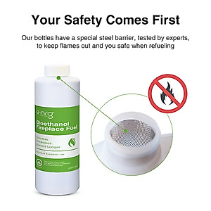 16 QUARTS Odorless, Smoke-Free Ethanol Fireplace Fuel | Best Flame, Fast Pour, Long Burn, Safety-Tested, Made in USA | Bio Ethanol Fuel For Fire Table Top Fire Pit Ethanol Fireplace | e-NRG Bioethanol