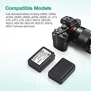 FirstPower NP-FW50 Battery 2-Pack and USB Dual Charger Compatible with Sony A6000 A6300 A6400 A6500 A7 A7II A7RII A7SII A7S A7S2 A7R A7R2 A5100 A5000 RX10 RX10II III Cameras