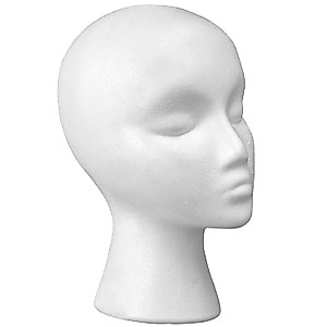 Cantor 12" Styrofoam Wig Head - Tall Female Foam Mannequin Wig Stand and Holder - Style, Model And Display Hair, Hats and Hairpieces - For Home, Salon and Travel (3 PACK)