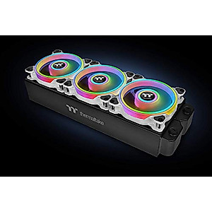 Thermaltake Riing Quad 120mm 16.8 Million RGB Color (Alexa, Razer Chroma) Software Enabled 4 Light Rings 54 Addressable LED 9 Blades Hydraulic Bearing White Case/Radiator Fan, 3 Pack, CL-F100-PL12SW-B