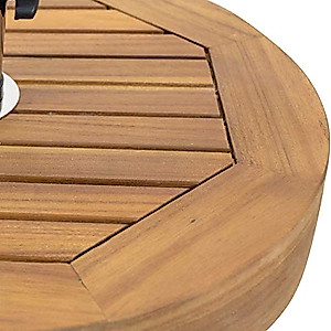 Christopher Knight Home 314641 Ralph Outdoor Umbrella Base, 17.75" D x 17.75" W x 17.00" H, Teak + Stainless Steel