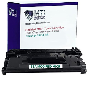 MTI 58A MICR Compatible Replacement for CF258A 258A Modified Toner | Laser Pro Printer M404n M404dn M404dw MFP M428fdw M428fdn M428dw M404 M428 | 58X CF258X Check Printing Ink