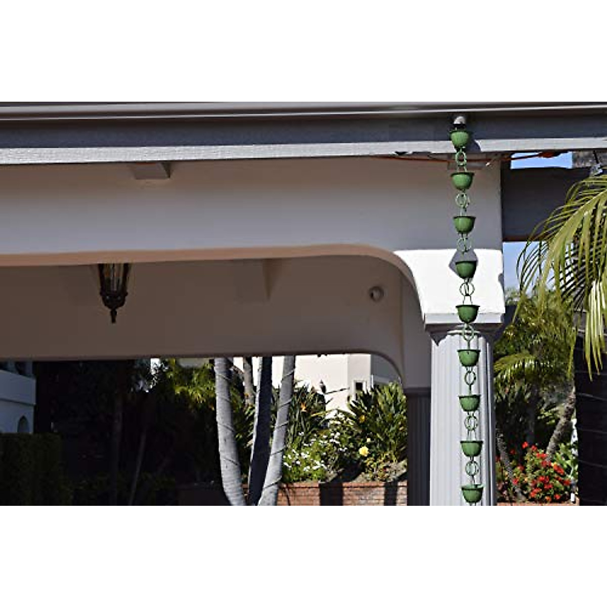 Monarch Rain Chains 50281 Monarch Aluminum Hammered Cup Rain Chain, 8-1/2 Feet Length, Green Patina Finish