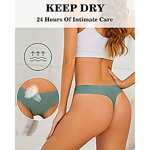 LEITNIAS Seamless Thongs Underwear for Women Breathable Stretch V-waist Panties Invisible No Show Thongs 6 Pack S-XL