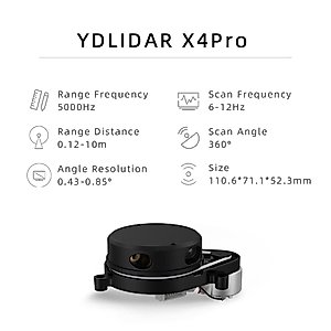 youyeetoo YDLIDAR X4 Pro 360 Degree, 2D Laser Range Lidar Scanner, Triangular Ranging 10 Meters Scanning Radius, for Arduino Raspberry pi Obstacle Avoidance and Navigation of Robots