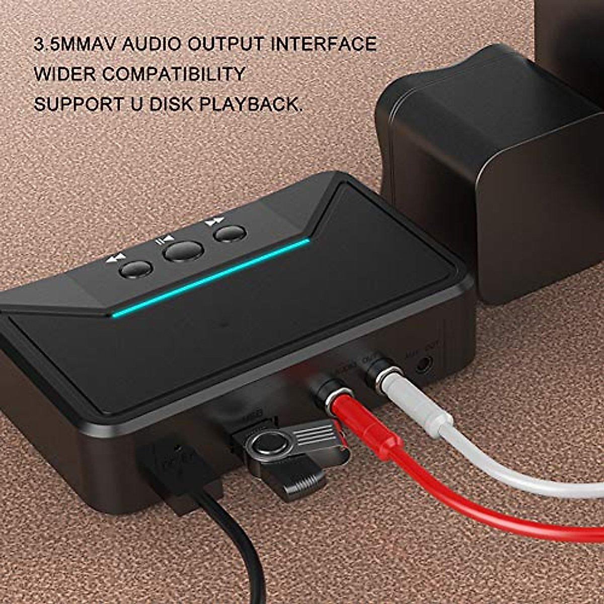 Jopwkuin Bluetooth 5.0 Receiver, NFC Near Field Pairing Perfect Sound Quality BT Receiver Long Range for AV Audio for Playing Music