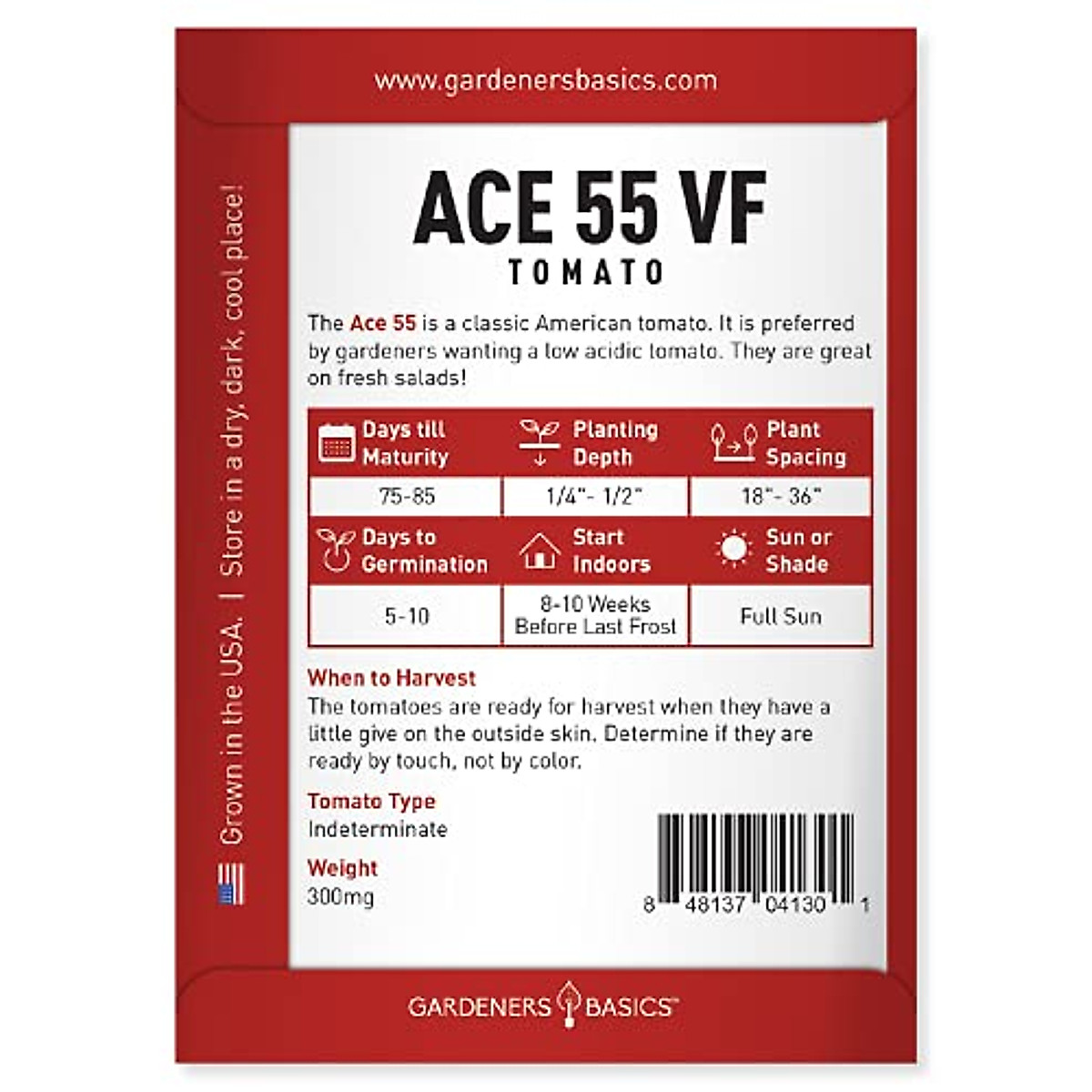 Ace 55 VF Tomato Seeds for Planting Heirloom Non-GMO Seeds for Home Garden Vegetables Makes a Great Gift for Gardening by Gardeners Basics