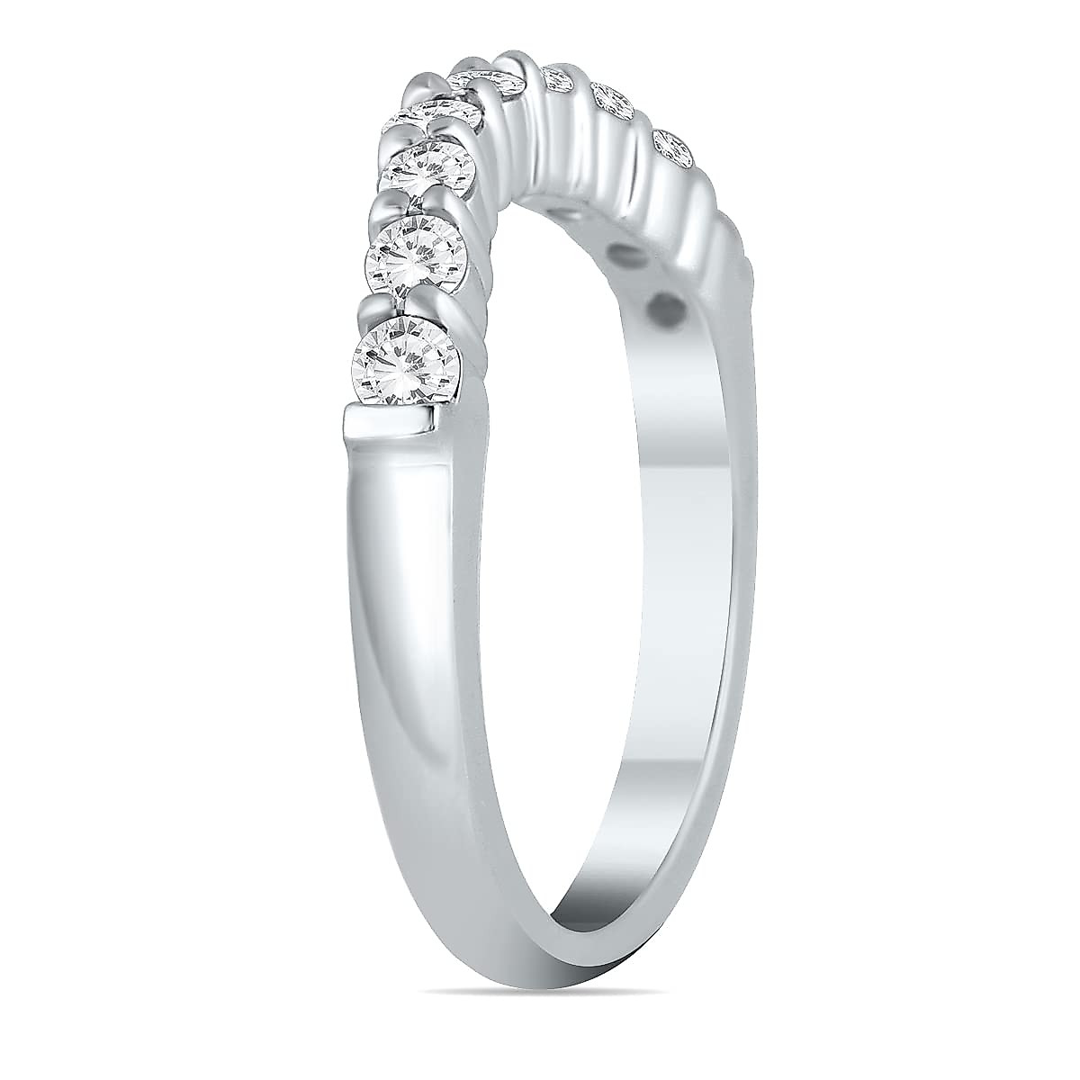 SZUL AGS Certified 1/2 Carat TW Diamond Curve Wedding Band in 10K White Gold