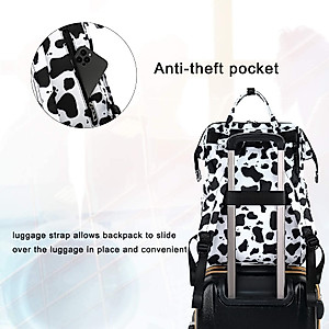 Xunteny Cow Print Women Laptop Backpack, College School Backpack Bookbag 15.6 Inch Computer Backpacks for Work Business Travel