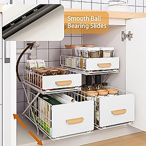 StorageWorks Cabinet Organizer, 2 Tier Pull Out Cabinet Organizer, Bathroom Under Sink Organizer, Pantry Basket, White