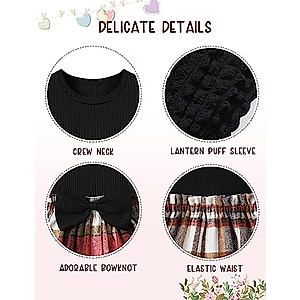 Qaoerde Baby Girl Dresses 3-6 Months Baby Girl Dress Puff Sleeve Red Plaid Dress Ribbed Baby Girls' Dresses Baby Dresses 3-6 Months Baby Girl Fall Dress Baby Girl Winter Dress Christmas Outfit