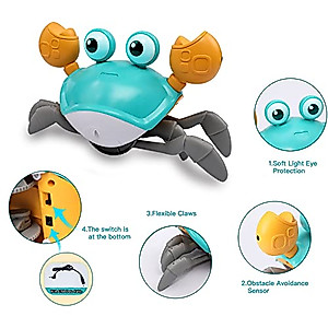 XONTEUS Crawling Crab Toy for 1-Year-Olds, Interactive Sensing with Music & Lights, Perfect Gift for Toddlers
