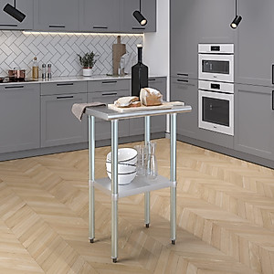 AmGood 18 in. x 24 in. Stainless Steel Work Table | Metal Kitchen Food Prep Table | NSF