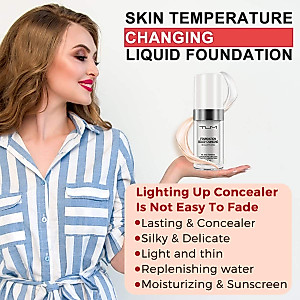 3PCS TLM Concealer Cover Cream, Flawless Colour Changing Warm Skin Tone Foundation Makeup, Base Nude Face Liquid Cover Concealer