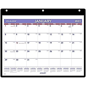 AT-A-GLANCE 2023 Wall & Desk Calendar, 11" x 8", Small, Monthly, Clear Cover Vinyl Holder (SK800)