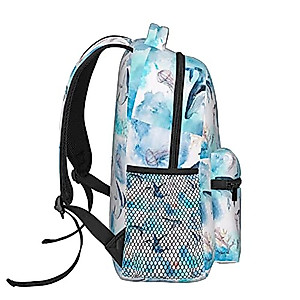 YIDUODUOX Boys Girls School Backpack Hiking Travel Pack with Multiple Pockets Daypack Sea whale and jellyfish College School Bookbag