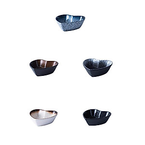 Luxshiny Glass Salad Bowl Glass Cereal Bowls Ceramic Heart Bowl, Heart Shaped Salad Bowl Breakfast Plate Porcelain for Kitchen Home Restaurant (Blue) Glass Salad Bowls