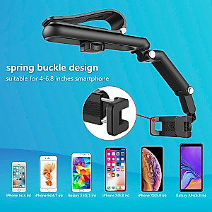 Multifunctional Rotating and Telescopic Phone Mount for Car, Can Use Sun Visor, Rearview Mirror, Seat, Steering Wheel, etc. Universal Cell Phone Clip Holder is Compatible with 4-7 inch Smartphones.