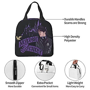 Insulated Lunch Bags for Boys Girls Nevermore Waterproof Portable Tote Meal Bag Teens Adults Large Capacity Zipper Cooler Tote Bag for School/Work/Picnic/Travel