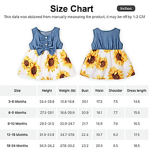 PATPAT Newborn Baby Girl Dress Baby Clothes Sunflower Print Dress Infant Outfit Baby Girl Clothes 3-6 Months