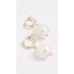 Brinker & Eliza Women's Back To Basics Huggie Earrings, Gold/Pearl, One Size