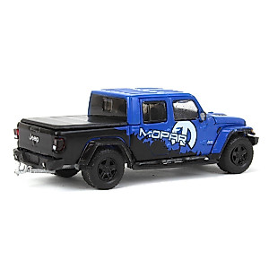 2021 Gladiator Pickup Truck w/Tonneau Cover & Off-Road Bumpers Blue & Black Blue Collar Collection 1/64 Diecast Model Car by Greenlight 35220 F