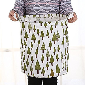 Homele 19.7" Large Laundry Hamper Bucket Waterproof Coating Cotton Laundry Basket Collapsible Washing Basket Canvas Storage Basket Bin Home Nursery Toy Organizer (Tree)