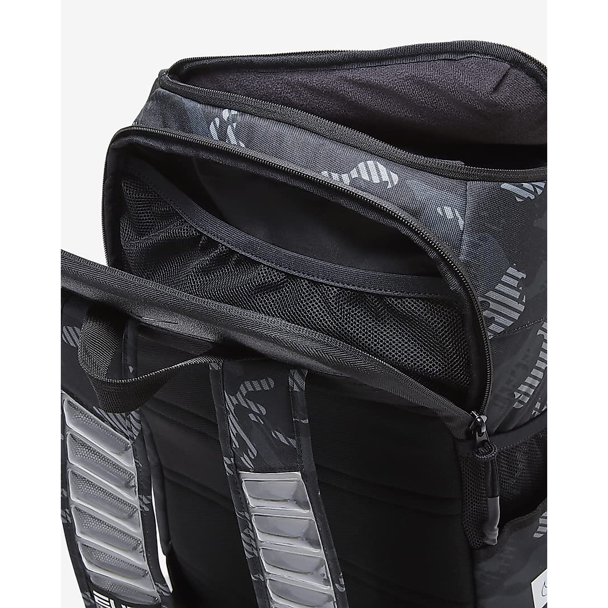 Nike Elite Pro Printed Basketball Backpack (32L) (Black/Black/White, One Size)