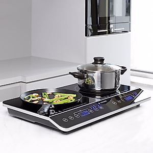 Navaris Double Induction Cooktop - Portable Dual Countertop Electric Stove Burner Cook-Top Hot Plate with 2 Hobs for Cooking - 24 x 14 x 3 Inches