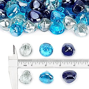Stanbroil 10-Pound Blended Fire Glass Diamonds - 1/2 inch Fire Glass Blended Cobalt Blue, Crystal Ice, Caribbean Blue Luster for Indoor and Outdoor Gas Fire Pits and Fireplaces