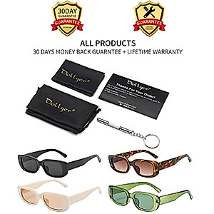 Dollger Trendy Rectangle Sunglasses For Women Men Trendy Retro Rectangular colored Shades sunglasses bulk pack