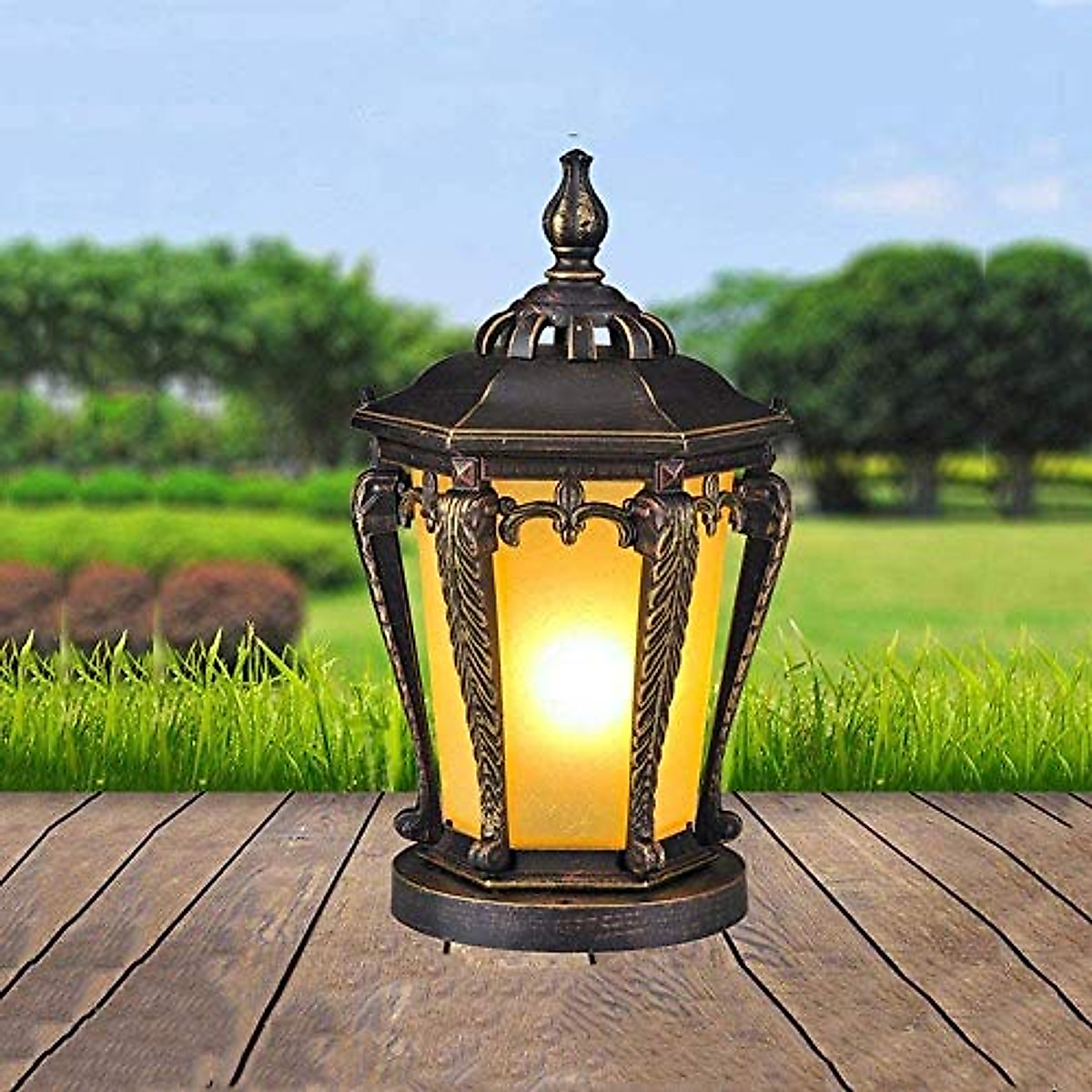 Lights Outdoor E27 Outdoor Door Pillar Lamp Garden Lawn Door Column Headlight Courtyard Garden Light Square Glass Post Lamp Street Landscape Pedestal Lantern Outdoor IP65 Rainproof Stigma Lamps Stadiu