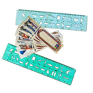 6 Egyptian Pharaoh Papyrus Blank Bookmarks Book Marks Book Mark + 2 Plastic Stencil Ruler Write Your Name Papyri Hieroglyphic Hieroglyphics Alphabet History Teaching Educational Set Art Scrapbooking