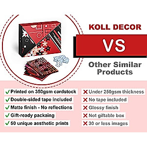 KOLL DECOR Red Aesthetic Room Decor Wall Collage Aesthetic - 50 Set 4''x6'' Prints Neon Dark Red photo Wall Collage Kit Decoration Pictures for Teen Girls Academia Bedroom Posters