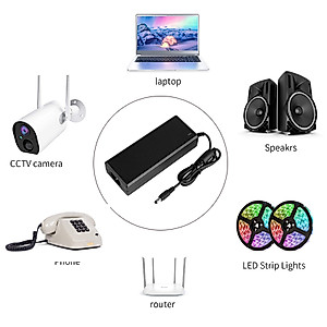 12V 7A CCTV Surveillance Video Power Supply Adapter + 1 to 8 Power Splitter & 110~240V AC 2.1mm Plug for Security Camera，LED Strip Light