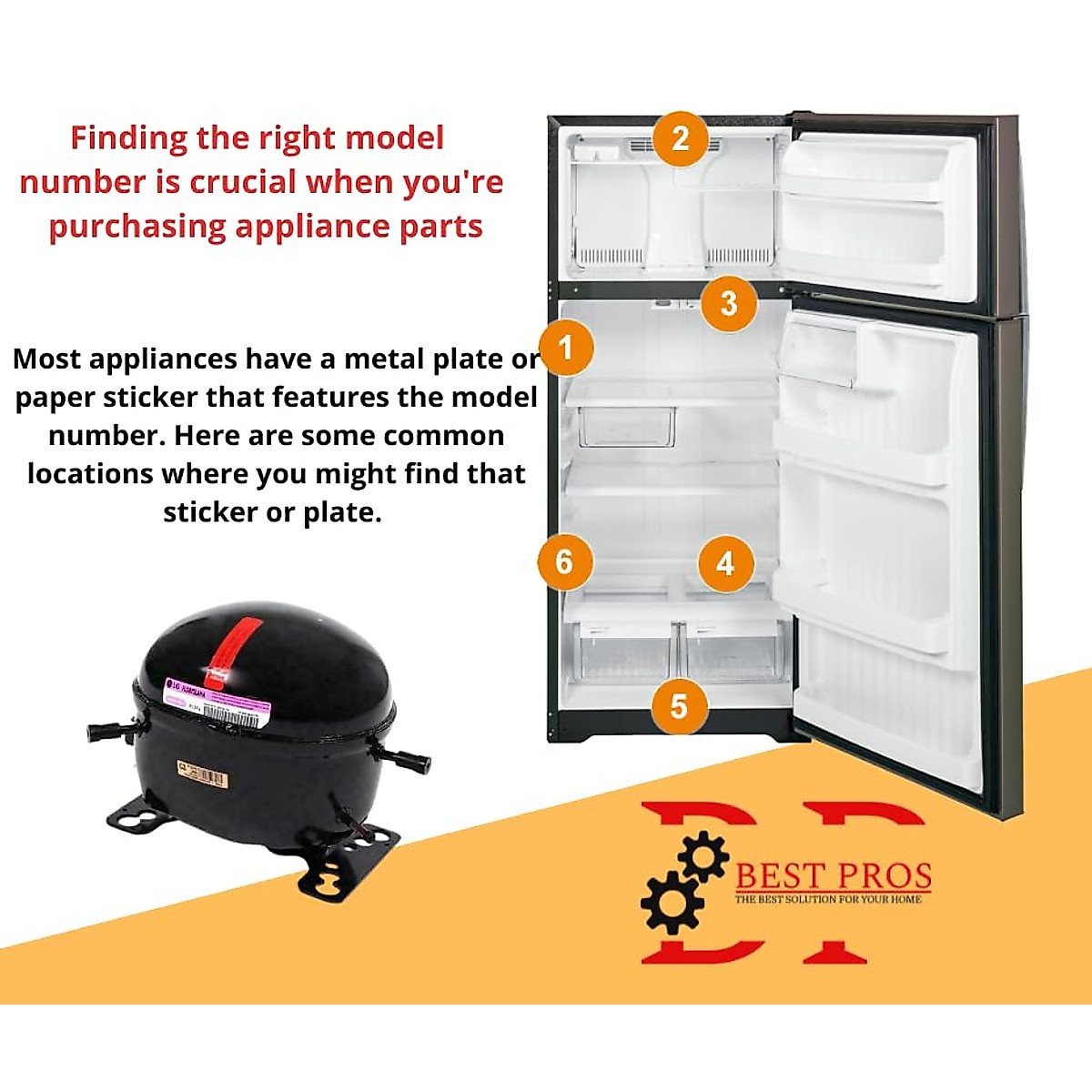 BESTPROS TCA38151706 Refrigerator Compressor Compatible with LG Kenmore Refrigerator Replaces TCA35271203, TCA35893202, TCA38091801 TCA38151706