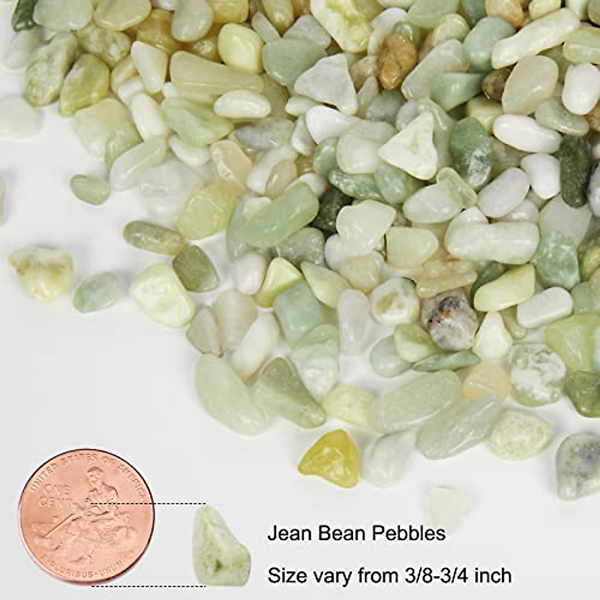 GASPRO 5 Pound Pebbles for Indoor Plants, 3/8 Inch Decorative Rocks for Bamboo, Vase, Succulents, Highly Polished and Smooth Surface, Jade